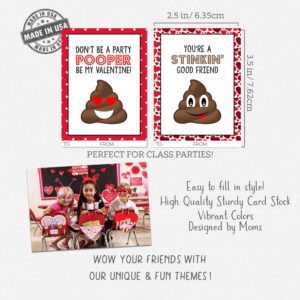 Silly Goose Gifts Poop Emoji Funny Themed Valentine Day Classroom Sharing Card Set (24 Included) Class Exchange Kids Valentine's Pack