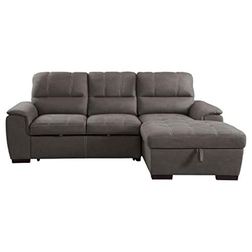 Homelegance 98" Convertible Sectional Sofa with Storage, Taupe