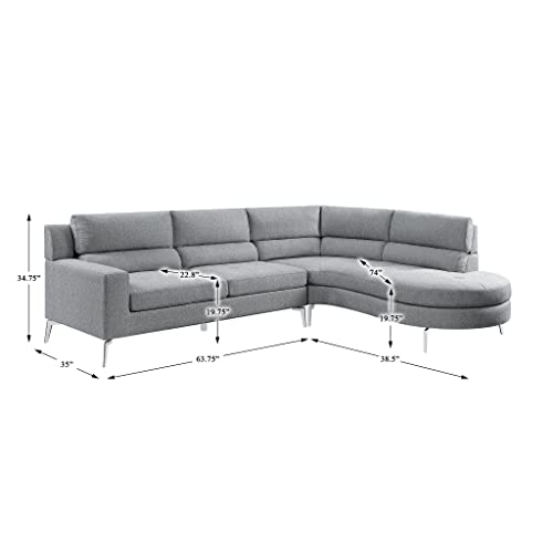 Homelegance 103" Sectional Sofa with Chaise End, Gray