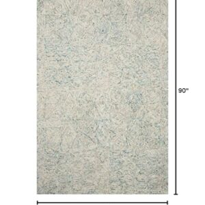 Loloi Peregrine 5'-0" x 7'-6" Area Rug in Aqua - Vintage Inspired Rectangle Area Rug, Hand Tufted Soft Wool Rug for Living Room, Bedroom, Dining Area, Dorm, Home Office