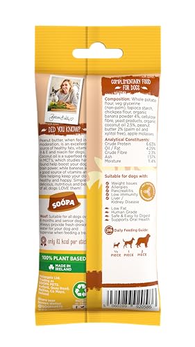 Soopa Grain Free Banana and Peanut Butter Dental Dog Treats, 4 Sticks,100 g (Pack of 1)