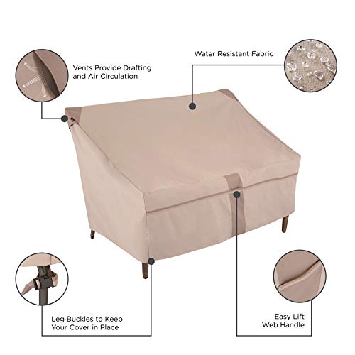 Modern Leisure Monterey Patio Loveseat Cover - Weather-Resistant Fabric - Outdoor Furniture Protection Perfect for Patio, Deck, and Porch - 57.5" L x 38" W x 38" H - Beige