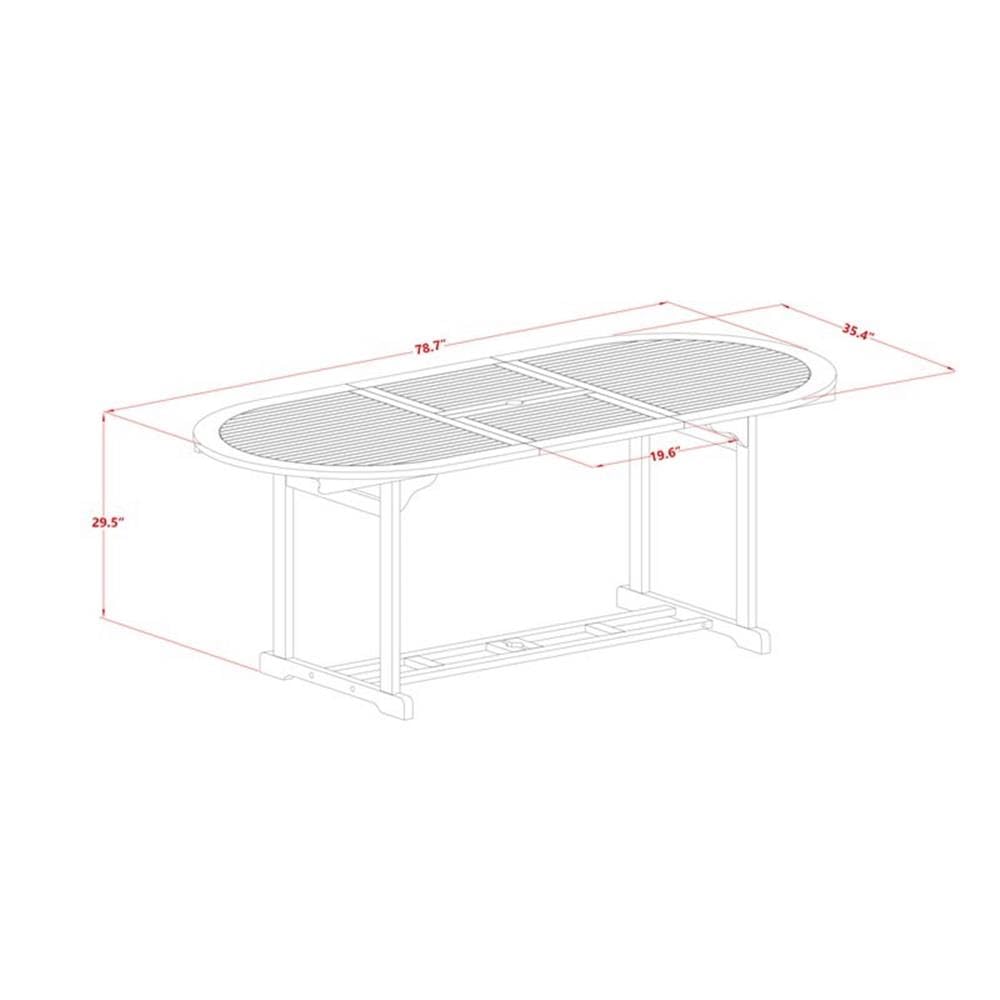 East West Furniture BBSTXNA Beasley Patio Dining Outdoor Oval Acacia Wood Table, 36x78 Inch