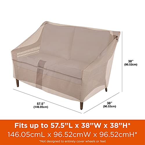 Modern Leisure Monterey Patio Loveseat Cover - Weather-Resistant Fabric - Outdoor Furniture Protection Perfect for Patio, Deck, and Porch - 57.5" L x 38" W x 38" H - Beige