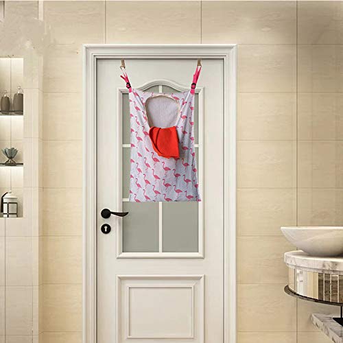 HDHYK Adjustable Door-Hanging Laundry Hamper with Stainless Steel Hooks