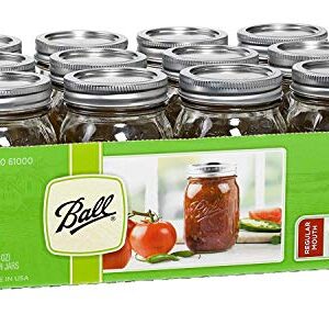 Ball Regular Mouth 16-Ounces Mason Jar with Lids and Bands (12-Units), 12-Pack, AS SHOWN