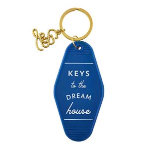 santa barbara design studio lili + delilah collection small gift vintage motel key tag key ring, 3.5" long, dream house (blue)