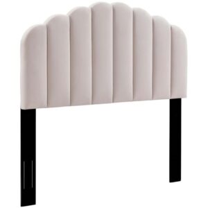 modway veronique twin modern performance velvet headboard in pink