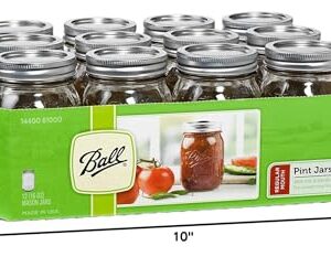 Ball Regular Mouth 16-Ounces Mason Jar with Lids and Bands (12-Units), 12-Pack, AS SHOWN