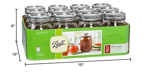 Ball Regular Mouth 16-Ounces Mason Jar with Lids and Bands (12-Units), 12-Pack, AS SHOWN