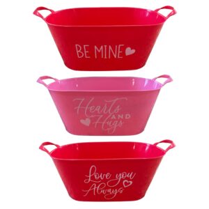 Greenbrier Love You Plastic Oval Gift Basket Red Valentines Day