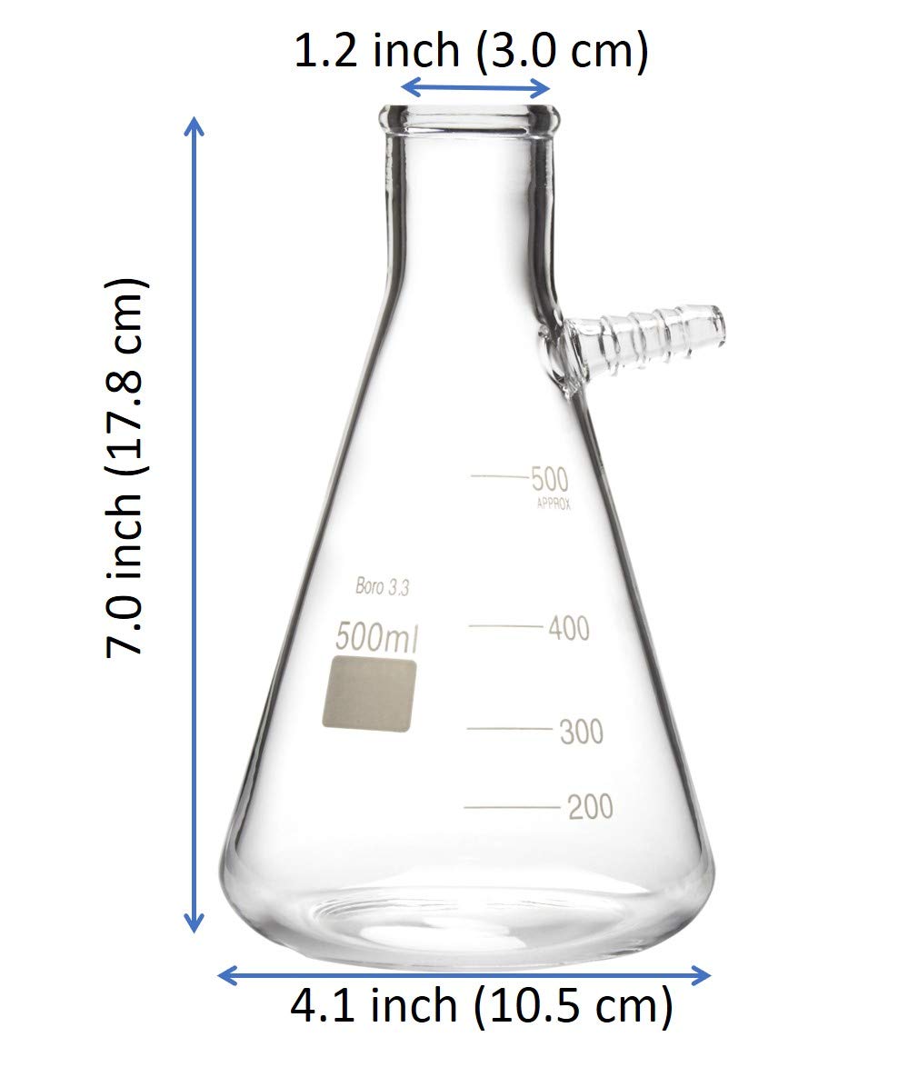 Glass Filtering Flask with Upper Tubulation, 500ml (Pack of 4)