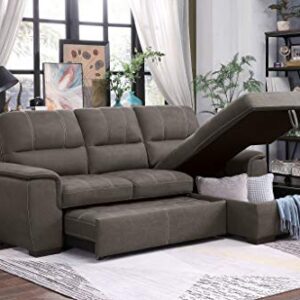 Homelegance 98" Convertible Sectional Sofa with Storage, Taupe