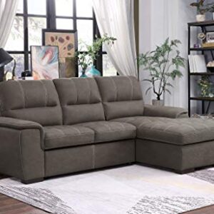 Homelegance 98" Convertible Sectional Sofa with Storage, Taupe