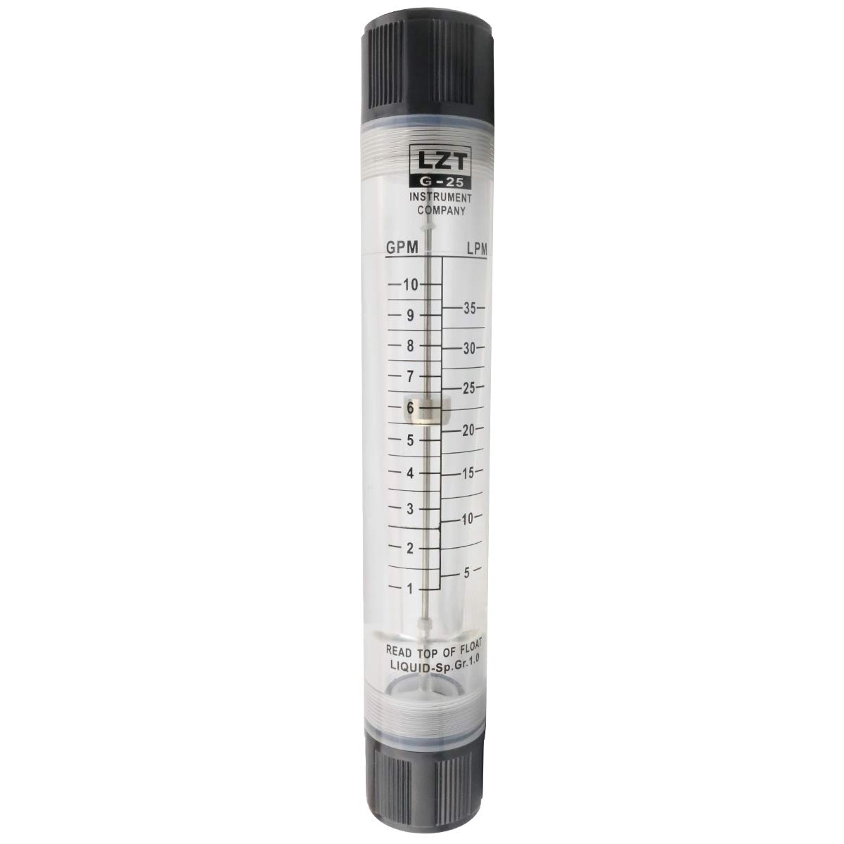 Nxtop 5-35LPM Inline Clear Acrylic Water Flowmeter 1PT Dia Threads