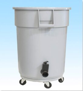 janilink 44 gal trash barrel w/water release valve