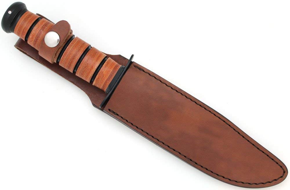 Snake Eye Tactical Full Size KA-BAR Style Genuine Leather Sheath (Brown 8")