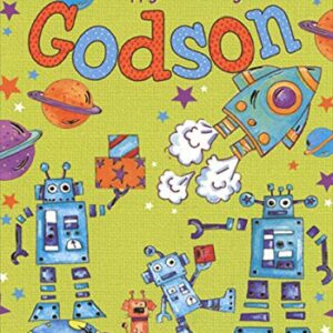 Rockets and Robots - Designer Greetings Birthday Card for Godson