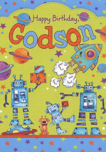 Rockets and Robots - Designer Greetings Birthday Card for Godson