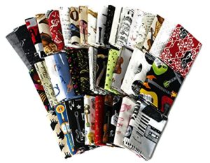 10 fat quarters - music musical instruments notes marching band orchestra concert symphony ensemble band director jazz percussion guitars instrumental quilters cotton assorted fat quarters m491.10