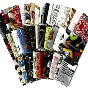 10 Fat Quarters - Music Musical Instruments Notes Marching Band Orchestra Concert Symphony Ensemble Band Director Jazz Percussion Guitars Instrumental Quilters Cotton Assorted Fat Quarters M491.10