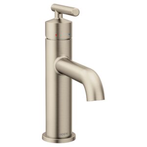 moen gibson brushed nickel one-handle single hole modern bathroom sink faucet with optional deckplate, 6145bn