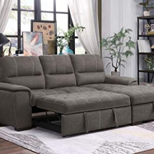 Homelegance 98" Convertible Sectional Sofa with Storage, Taupe