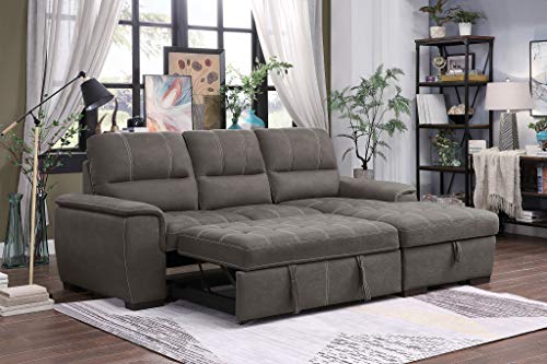 Homelegance 98" Convertible Sectional Sofa with Storage, Taupe