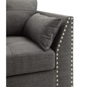 Acme Laurissa Track Arm Loveseat with Nailhead Trim in Light Charcoal Linen