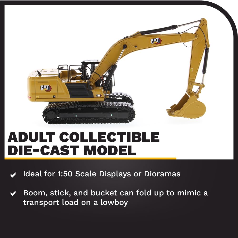 Diecast Masters 1:50 Caterpillar 336 Next Generation Hydraulic Excavator | High Line Series Cat Trucks & Construction Equipment | 1:50 Scale Model Diecast Collectible | Diecast Masters Model 85586