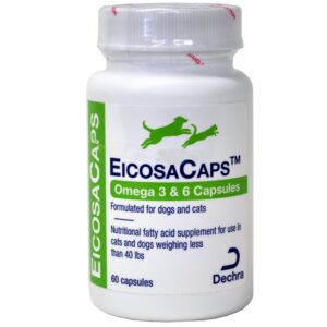 dechra eicosacaps omega 3 & 6 capsules for cats and dogs under 40 lb 60 count