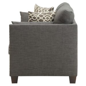 Acme Laurissa Track Arm Loveseat with Nailhead Trim in Light Charcoal Linen