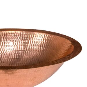 Premier Copper Products LO17FPC 17-Inch Oval Under Counter Hammered Copper Bathroom Sink in Polished Copper