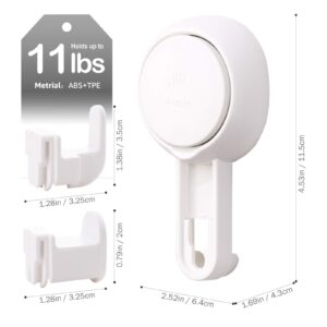 LEVERLOC Suction Cup Hooks Pack of 4 No Drilling & Removable 1 Second Installation White Wall Hooks Heavy Duty Suction Cup Hooks Max Hold 11lbs Hooks with Suction Cup for Bathroom/Kitchen/Hotel