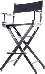 filmcraft professional grade tall director's chair (30", black finish, black canvas)