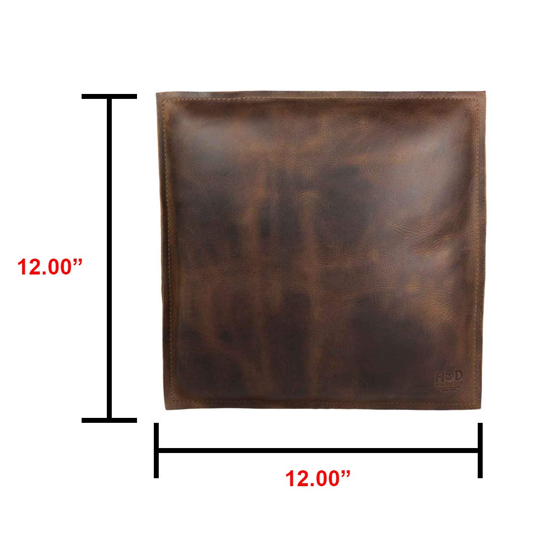 Hide & Drink, Decorative Pillow 12 x 12 in. for Couch, Sofa or Bed, Stylish Decoration, Home & Office Accessories, Full Grain Leather, Handmade, Bourbon Brown