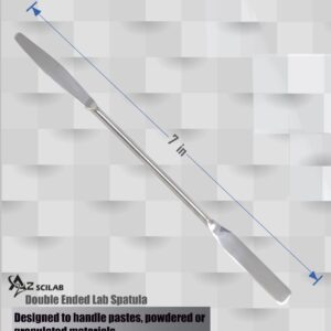 A2Z-DE003 Stainless Steel Double Ended Micro Lab Spatula Sampler, Round & Tapered Arrow End, 7" Length