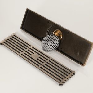 Linear Shower Drain 12 Inch with Removable Grate Brass Antique Rectangular Bathroom Floor Drain Strainers Bath Hotel Drain