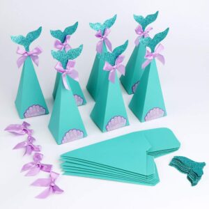 ourwarm partytalk 50pcs mermaid party boxes favors mermaid gift bags with thank you stickers for kids birthday baby shower under the sea mermaid party decorations and supplies