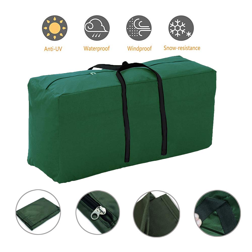 Linkool Outdoor Patio Furniture Seat Cushions/Cover Storage Bag with Strong Zipper and Handles 45.6 x 18.5 x 20 Inches Green Waterproof