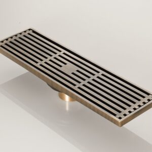 Linear Shower Drain 12 Inch with Removable Grate Brass Antique Rectangular Bathroom Floor Drain Strainers Bath Hotel Drain