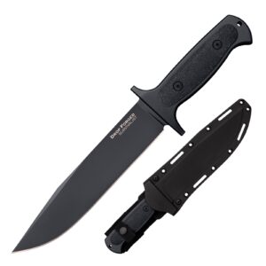 cold steel drop forged survivalist 8" 52100 high-carbon steel clip point fixed blade edc tactical hunting utility knife, 5" ergonomic handle, weather-resistant secure-ex sheath