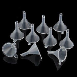 bluelans 10pcs small clear plastic mini funnels for bottle filling, perfumes, essential oils, science laboratory chemicals, arts & crafts supplies clear