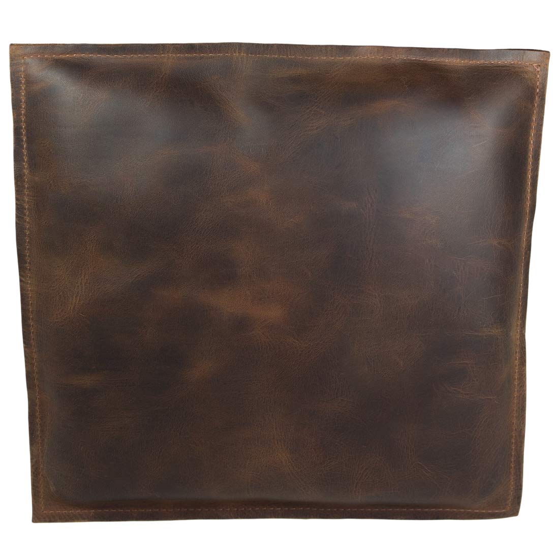 Hide & Drink, Decorative Pillow 12 x 12 in. for Couch, Sofa or Bed, Stylish Decoration, Home & Office Accessories, Full Grain Leather, Handmade, Bourbon Brown