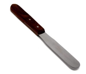 a2z-whs4 stainless steel lab spatula with wooden handle, 4" blade, 0.62" blade width, 8" total length