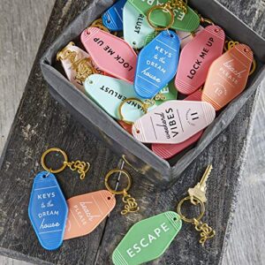 Santa Barbara Design Studio Lili + Delilah Collection Small Gift Vintage Motel Key Tag Key Ring, 3.5" Long, Dream House (Blue)