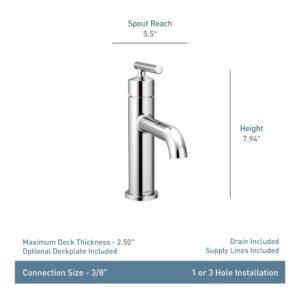 Moen Gibson Brushed Nickel One-Handle Single Hole Modern Bathroom Sink Faucet with Optional Deckplate, 6145BN