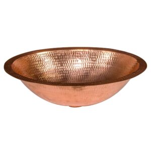 premier copper products lo17fpc 17-inch oval under counter hammered copper bathroom sink in polished copper