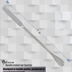 A2Z-DE001 Stainless Steel Double Ended Micro Lab Spatula Sampler, Square & Flat Spoon End, 7" Length