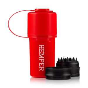 hemper keeper 3-in-1 grinder + storage system with smell proof storage with travel ready tether strap | lightweight